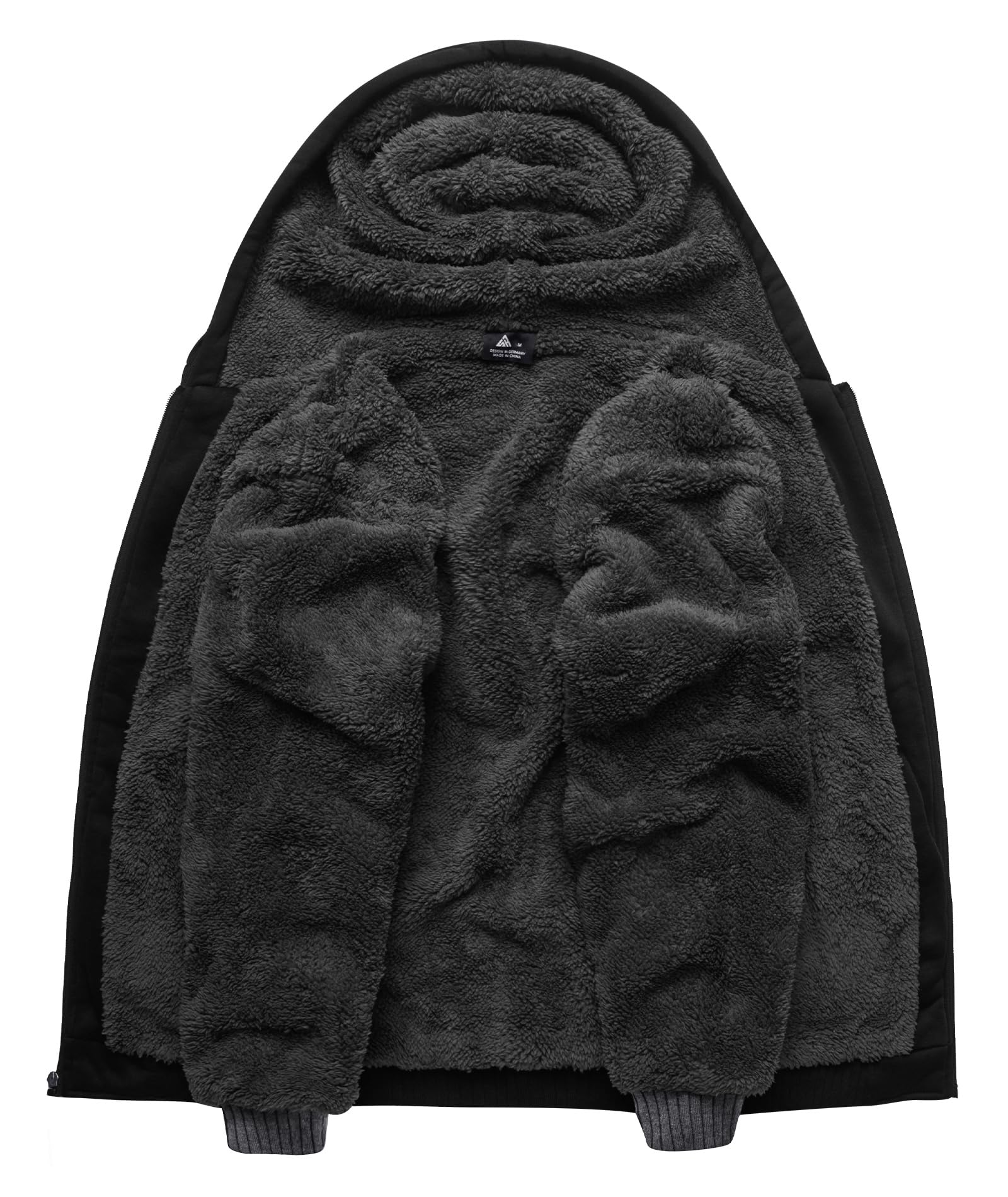 SCODI Hoodies for Men Heavyweight Fleece Sweatshirt - Full Zip Up Thick Sherpa Lined Hooded Jacket Black Middle gray 2XL