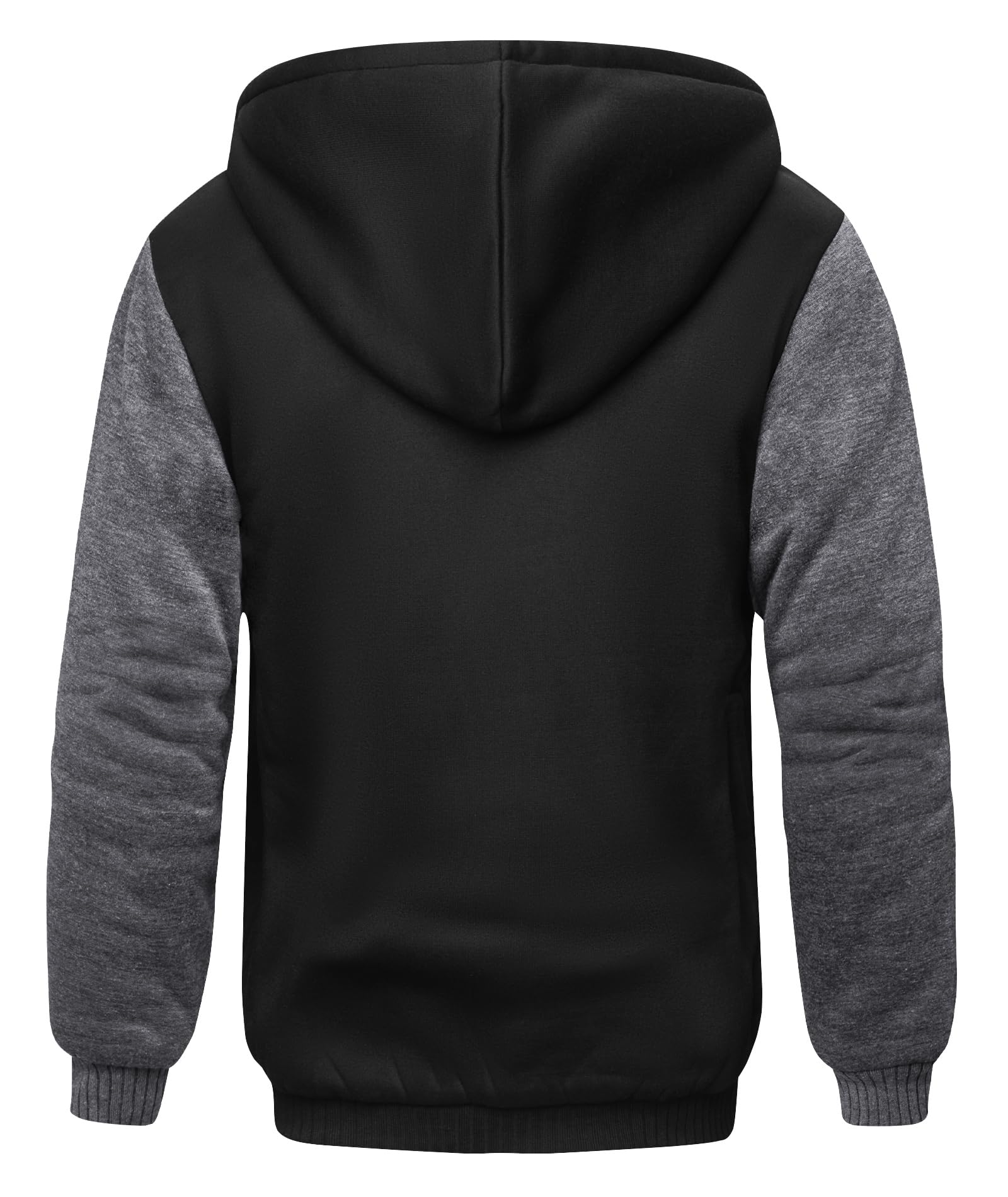 SCODI Hoodies for Men Heavyweight Fleece Sweatshirt - Full Zip Up Thick Sherpa Lined Hooded Jacket Black Middle gray 2XL