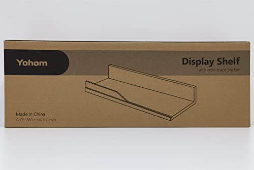 YOHOM White Adhesive Floating Shelf for Bathroom Tile Wall Stick on Shower Shelf Rack No Drilling Plastic Lightweight Shelf Organizer with Gray Guard