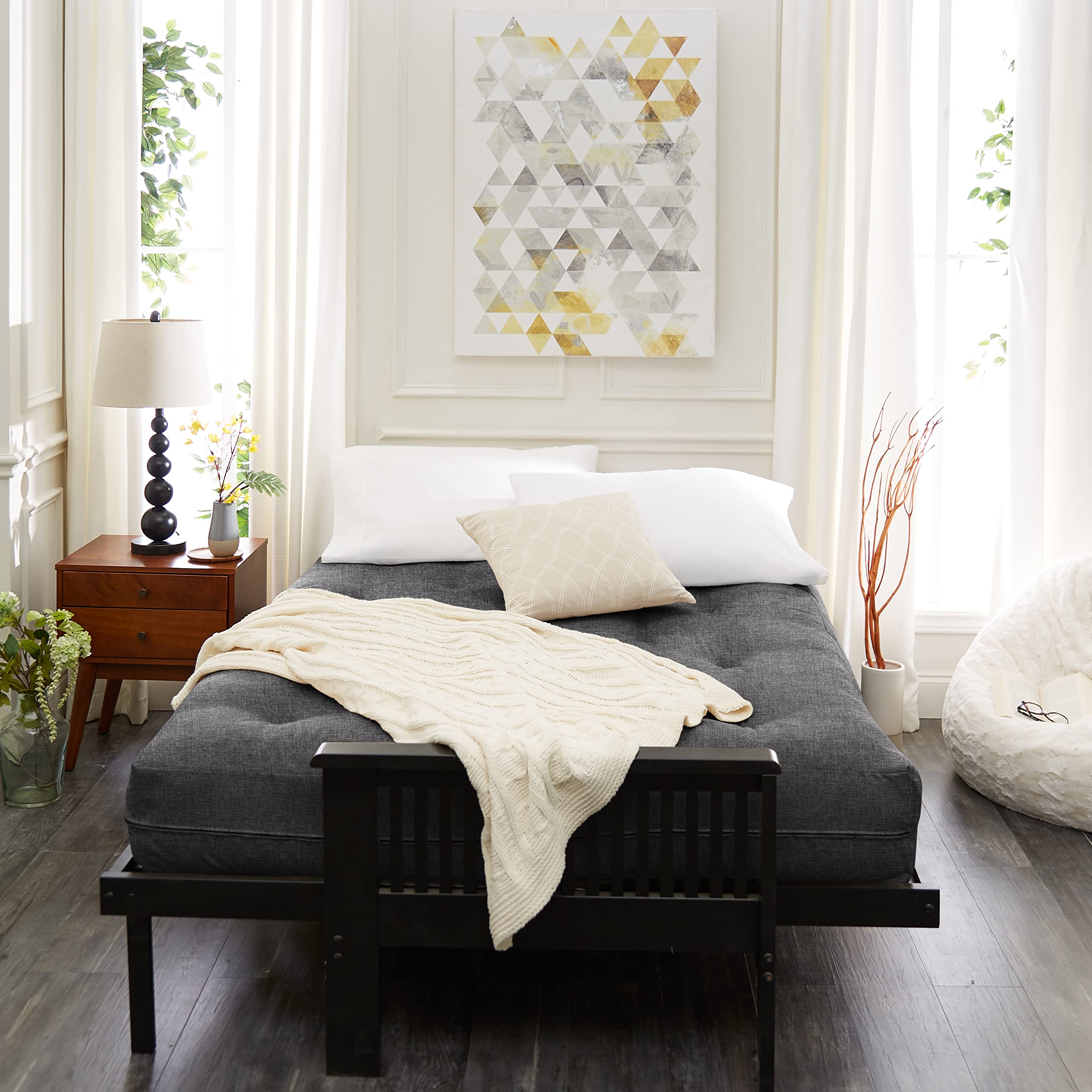 Trupedic x Mozaic - 12 inch Full Size Standard Futon Mattress (Frame Not Included) | Textured Dark Gray | Great for Kid's Rooms or Guest Areas - Many Color Options