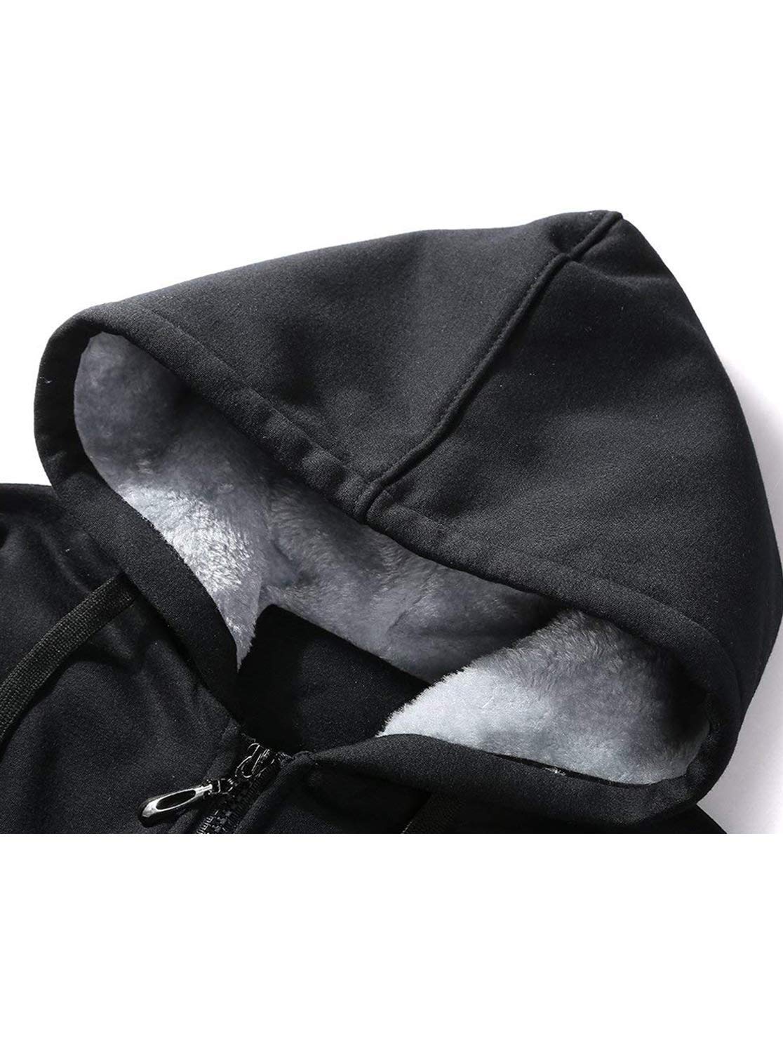 SCODI Hoodies for Men Heavyweight Fleece Sweatshirt - Full Zip Up Thick Sherpa Lined Hooded Jacket Black Middle gray 2XL