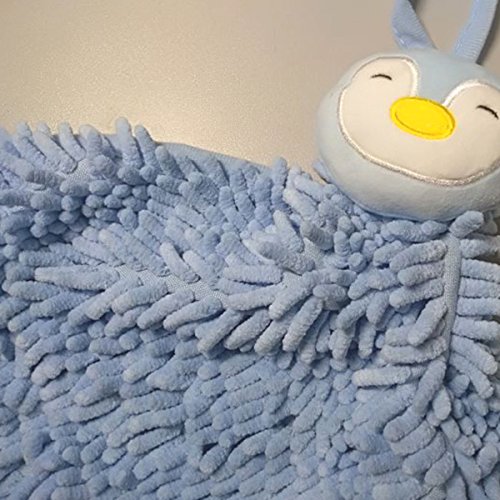 WINGOFFLY 3pcs Absorbent Hand Towel Set Chenille Microfiber Soft Kitcken Wash Towel with Rope Hanging, Pig + Owl + Penguin