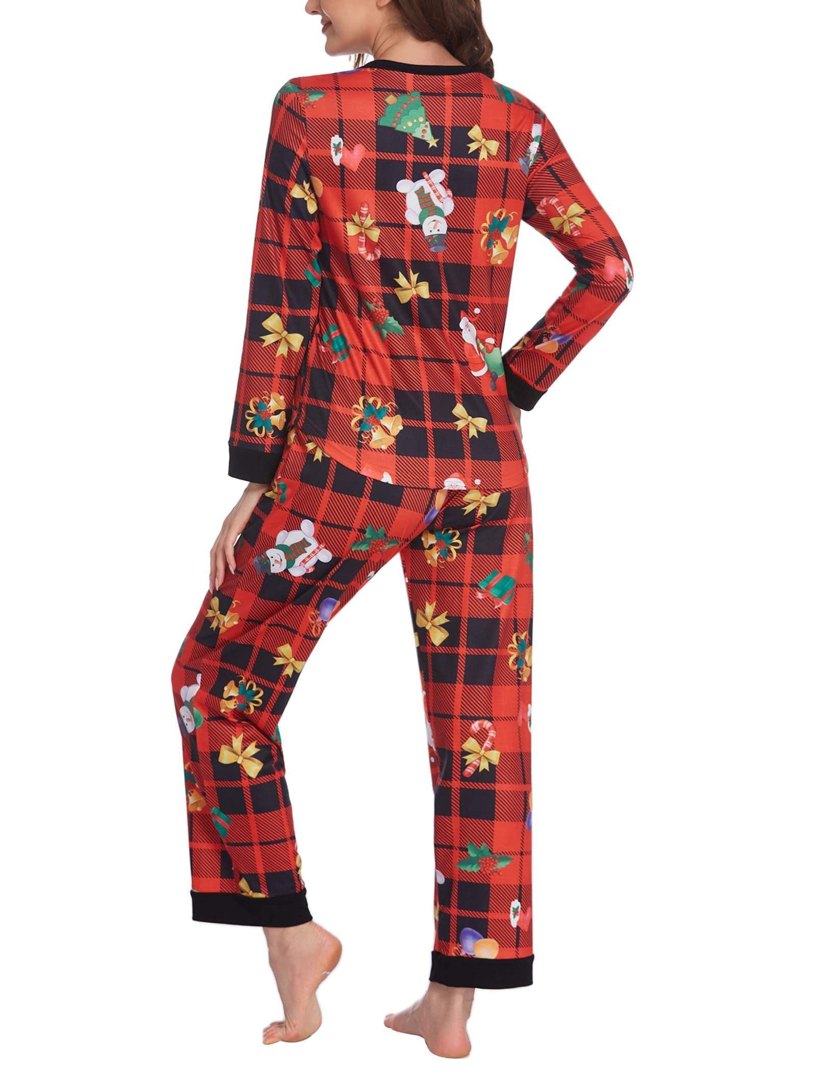 Ekouaer Women Button Up Pjs Sets Long Sleeve Sleepwear with Long Pants 2 Piece Henley Loungewear Set