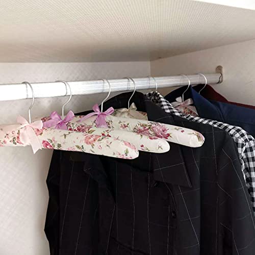 10PCS Clothes Hangers Printed Bow Padded Hanger Thickened Non-Slip Wedding Dress Hanger for Closet or Bedroom