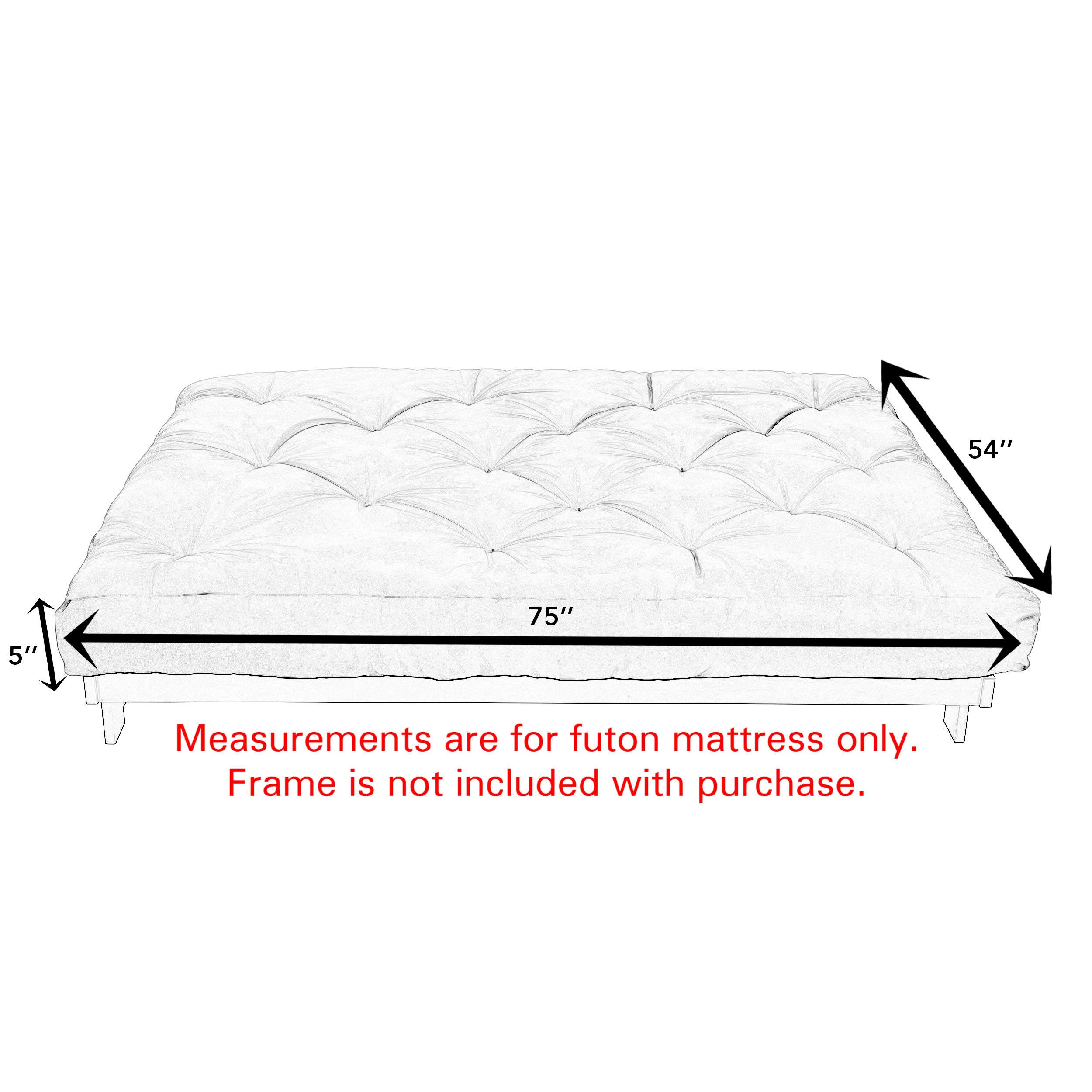 Trupedic Poly Solid Futon Mattress, 5-inch, Black