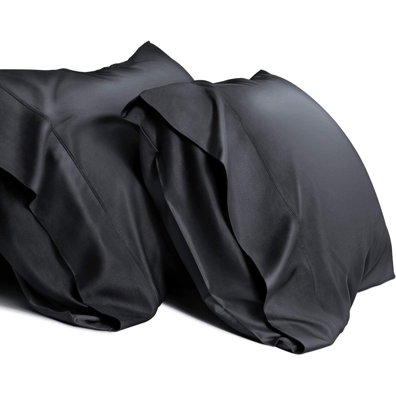 WishSmile Cooling Pillowcases Queen Pillow Cases Set of 2,Hair and Skin Friendly,Black,20x30 inches