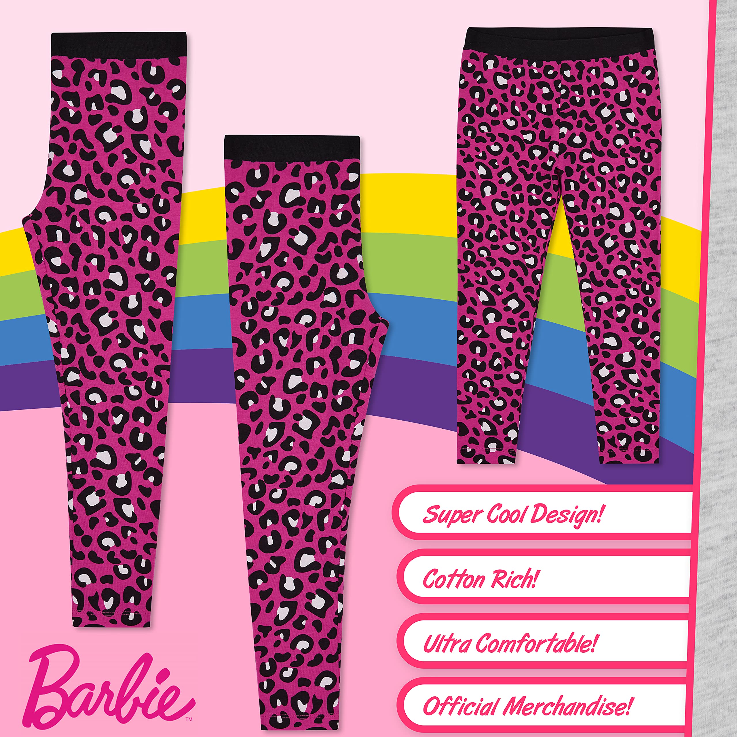 Barbie T-shirts & Leggings For Girls, Kids Outfits Age 2-13, Cute Clothes (Grey/Purple, 4-5 Years)