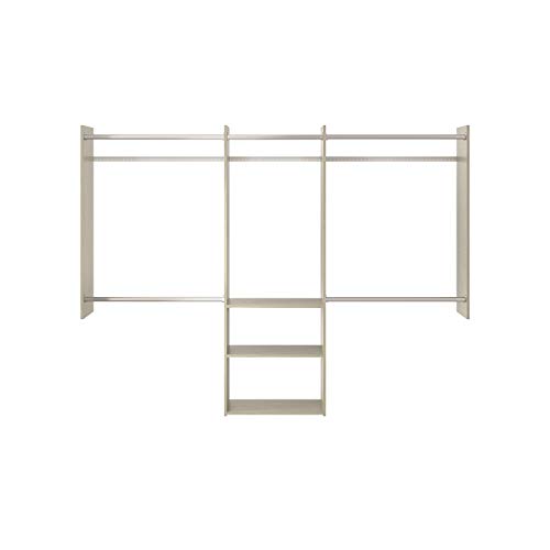 Easy Track RB1460-CGON Deluxe Starter Closet Storage Wall Mounted Wardrobe Organizer System Kit with Shelves and Rods, Weathered Grey
