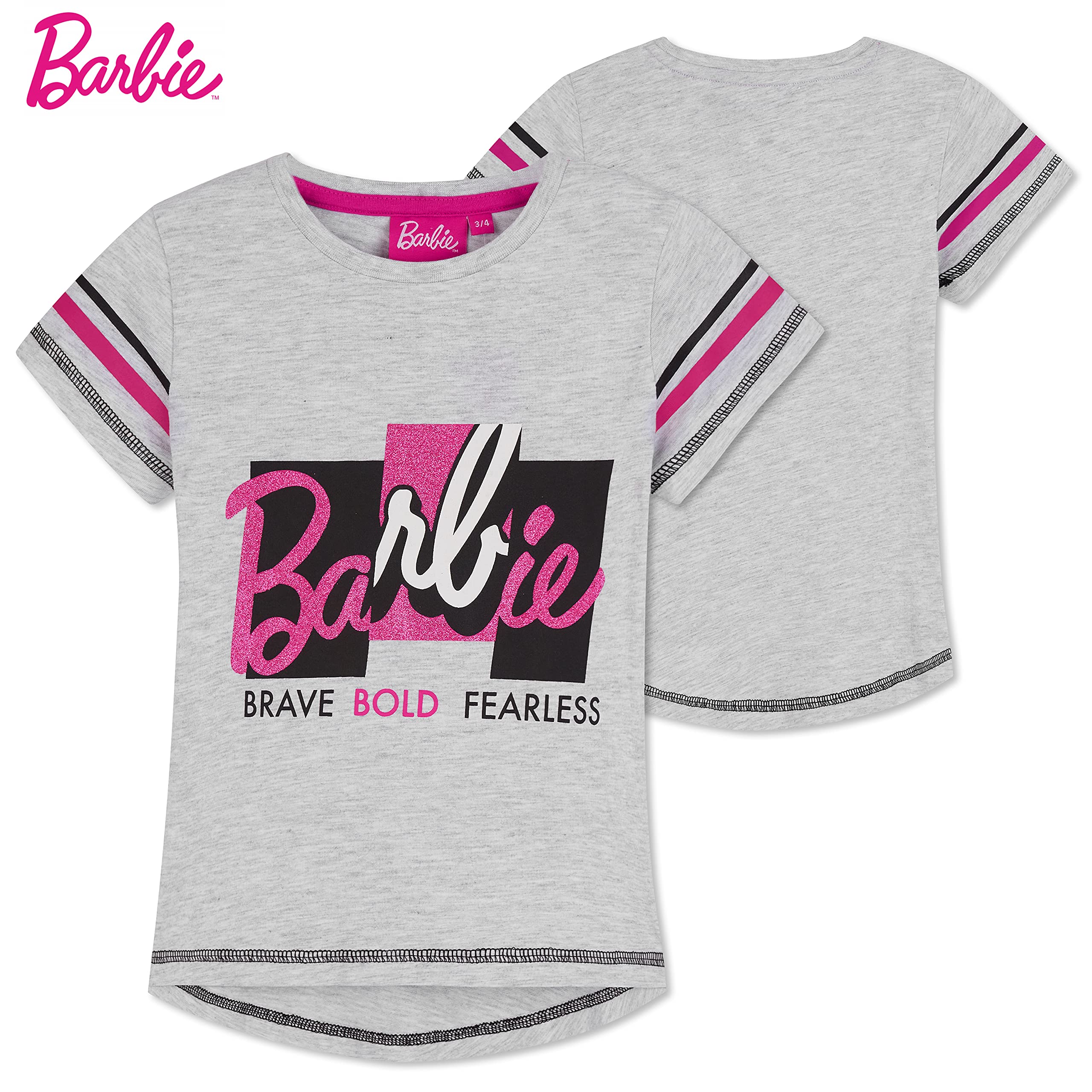 Barbie T-shirts & Leggings For Girls, Kids Outfits Age 2-13, Cute Clothes (Grey/Purple, 4-5 Years)