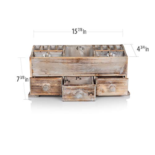 Vanity Drawer Beauty Organizer 3 Drawers - Wooden Cosmetic Storage Box for Neat & Organize Storing of Makeup Tools, Small Accessories at Home & Office Vanities & Bathroom Counter-top (Rustic)