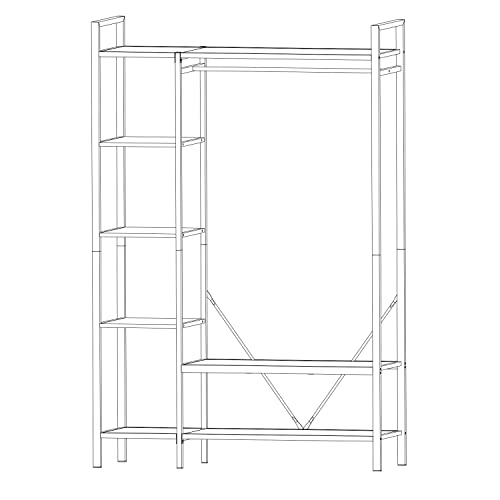 AT-VALY Heavy Duty Clothes Rack with Shelves,Freestanding Closet Organizer Metal Wardrobe Closet Mens Womens Storage Shelves Clothes Storage Rack (Black)
