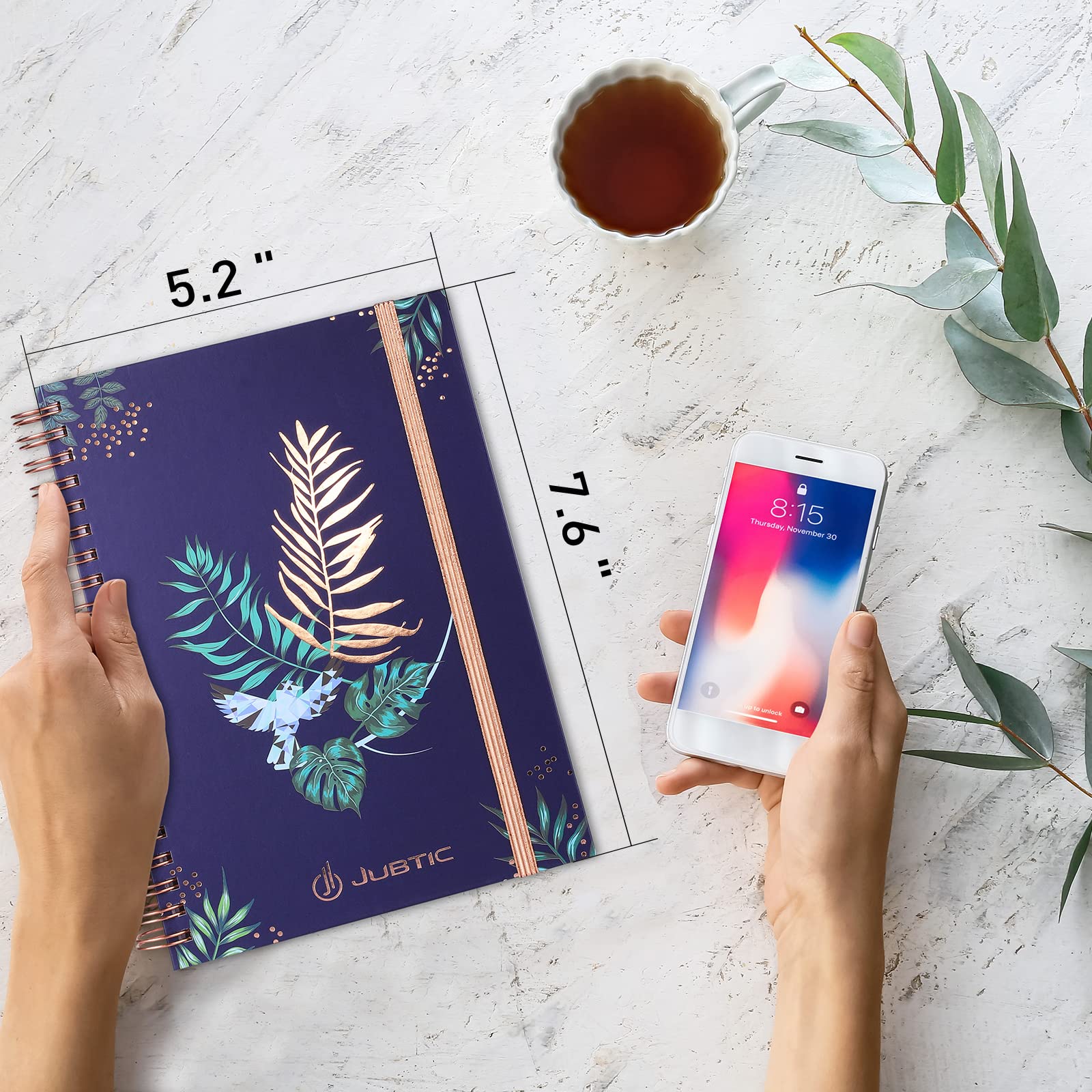 JUBTIC Password Book with Alphabetical Tabs Spiral Bound - 5.2" x 7.6" Hardcover Password Keeper Logbook for Seniors Password Notebook- Organize Internet Website Address Login - Deluxe Blue