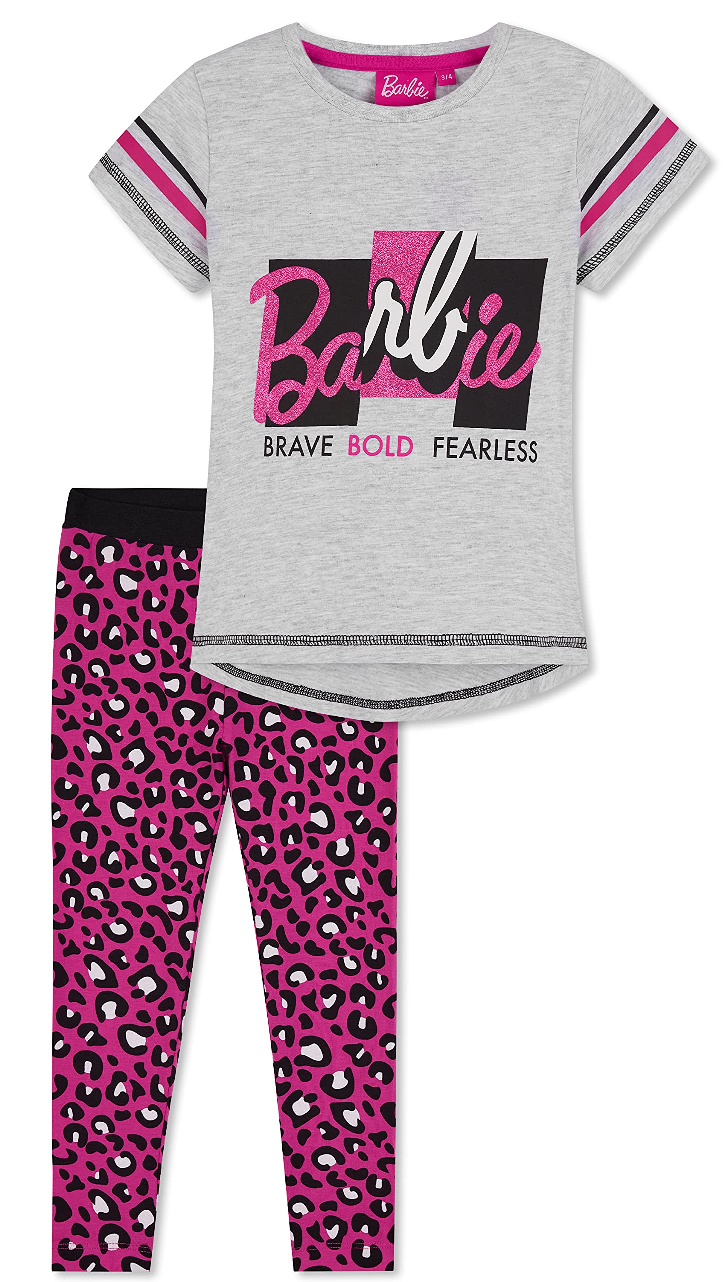 Barbie T-shirts & Leggings For Girls, Kids Outfits Age 2-13, Cute Clothes (Grey/Purple, 4-5 Years)