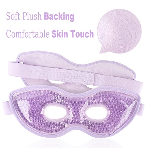 NEWGO Gel Eye Mask Reusable Cooling Eye Mak with Eye Holes, Cold Pack Eye Ice Pack Hot Cold Eye Compress for Puffy Eyes Migraine Headache, Stress Relief, Dry Eyes Dark Circles (Purple)