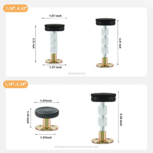 spasaling Headboard Stoppers, 4pcs Adjustable Bed Frame Anti-Shake Tool with Screw Couch Wall Spacer Headboard Stabilizer for Bedside Headboards, Cabinets, Loosening Sofas (1.18''-4.41'')