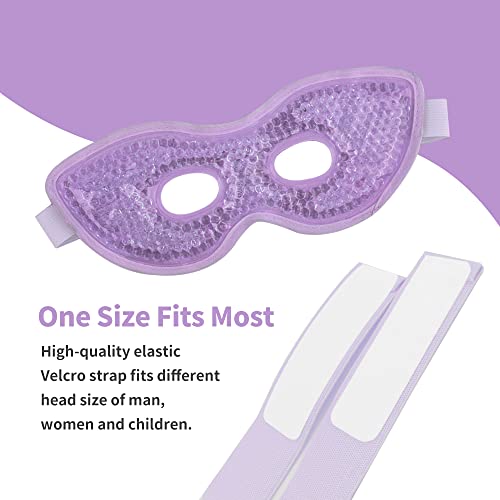 NEWGO Gel Eye Mask Reusable Cooling Eye Mak with Eye Holes, Cold Pack Eye Ice Pack Hot Cold Eye Compress for Puffy Eyes Migraine Headache, Stress Relief, Dry Eyes Dark Circles (Purple)