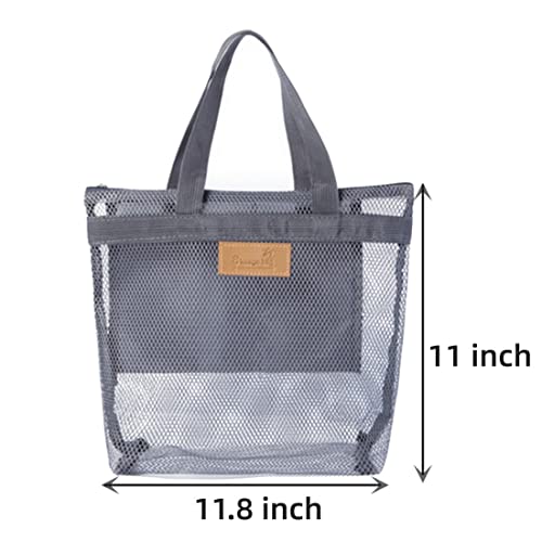 Mesh Shower Bag, 10.2x9.9'' Mesh Shower Caddy Quick Dry Shower Bag Portable Shower Tote Hanging Toiletry Bath Organizer Travel Mesh Beach Bags with Zipper & 2 Pockets for Gym, Travel, Camp, Beach