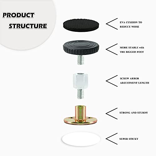 spasaling Headboard Stoppers, 4pcs Adjustable Bed Frame Anti-Shake Tool with Screw Couch Wall Spacer Headboard Stabilizer for Bedside Headboards, Cabinets, Loosening Sofas (1.18''-4.41'')