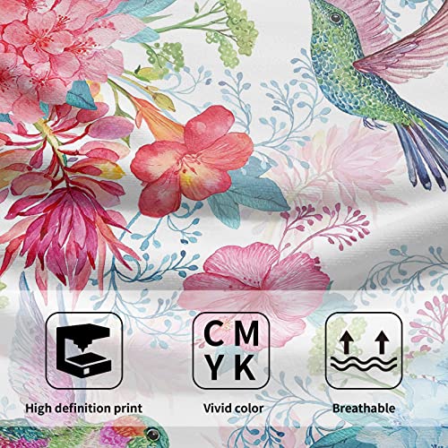 Pink Blue Floral Hand Towels Hummingbird Wild Floral Kitchen Dish Towel Set of 2 Spring Summer Decor Towel Set for Bathroom, Hotel, Gym and Spa