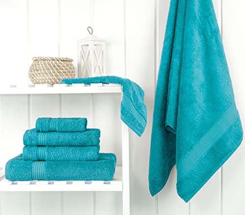 Cotton Paradise 6 Piece Towel Set, 100% Turkish Cotton Soft Absorbent Towels for Bathroom, 2 Bath Towels 2 Hand Towels 2 Washcloths, Aqua Blue Towel Set