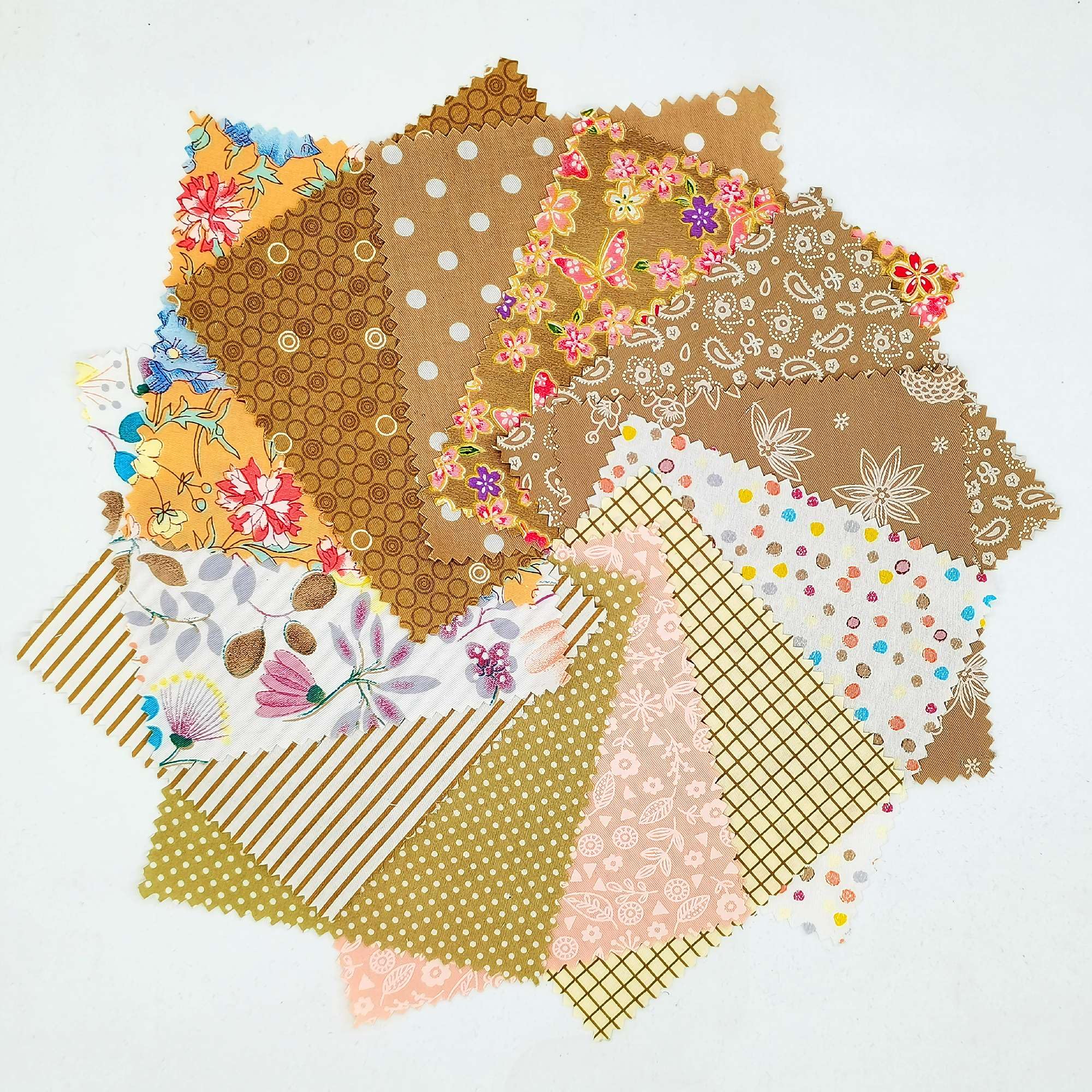 iNee Charm Packs for Quilting 5 inch, Precut Cotton Quilting Fabric Bundle, 48-5" Charm Squares, Light Coffee