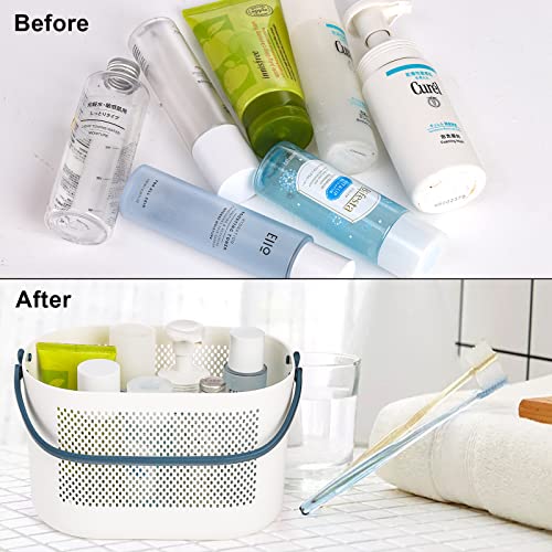 AVLA 4 Pack Portable Shower Caddy Basket, Plastic Storage Baskets with Handles, Drainage Toiletry Organizer Bin, Dorm Shower Tote Bag for Bathroom, Kitchen, Closet, Bedroom, College, Gym, Camp