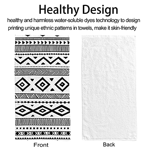 Vantaso Bath Hand Towels Set of 2 Ethnic Boho Style,Soft Absorbent Washcloths Towel for Bathroom Kitchen Hotel Gym Spa