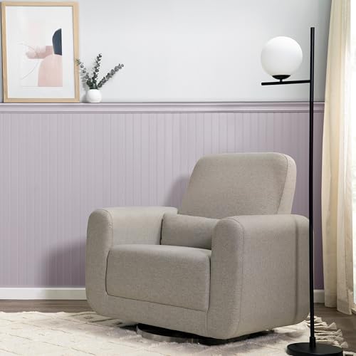 Babyletto Tuba Glider in Performance Grey Eco-Weave with Silver Base, Water Repellent & Stain Resistant, Greenguard Gold and CertiPUR-US Certified