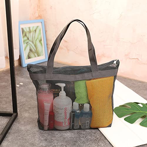 Mesh Shower Bag, 10.2x9.9'' Mesh Shower Caddy Quick Dry Shower Bag Portable Shower Tote Hanging Toiletry Bath Organizer Travel Mesh Beach Bags with Zipper & 2 Pockets for Gym, Travel, Camp, Beach