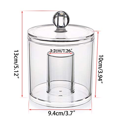 Hipiwe Cotton Ball and Swab Organizer with Lid Apothecary Acrylic Jar Makeup Cotton Organizer Bathroom Storage Canister Jar for Cotton Rounds Pads Q-tips Holder