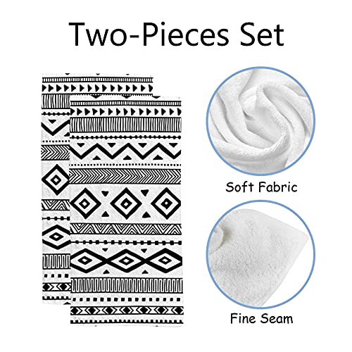 Vantaso Bath Hand Towels Set of 2 Ethnic Boho Style,Soft Absorbent Washcloths Towel for Bathroom Kitchen Hotel Gym Spa