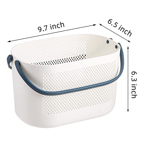 AVLA 4 Pack Portable Shower Caddy Basket, Plastic Storage Baskets with Handles, Drainage Toiletry Organizer Bin, Dorm Shower Tote Bag for Bathroom, Kitchen, Closet, Bedroom, College, Gym, Camp