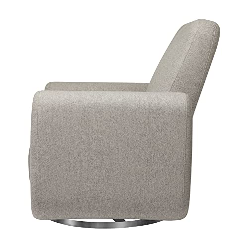 Babyletto Tuba Glider in Performance Grey Eco-Weave with Silver Base, Water Repellent & Stain Resistant, Greenguard Gold and CertiPUR-US Certified