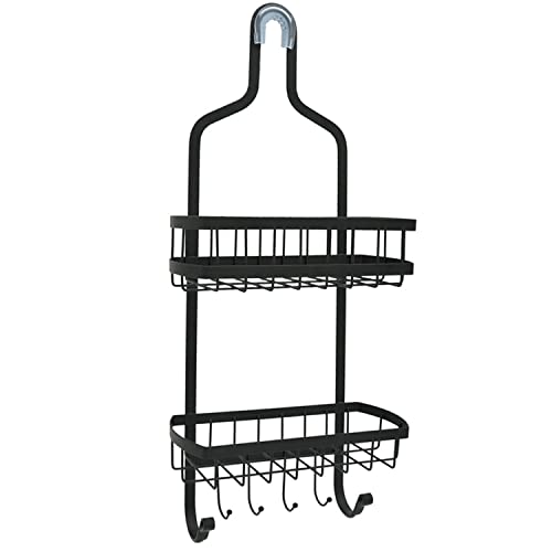 R FLORY 2 Tier Shower Caddy Over Showerhead Rustproof Shelf Rack Loofahs Showerhead Hanging Shower Shelves Full Metal Storage Bathroom Organizer Shower Accessories