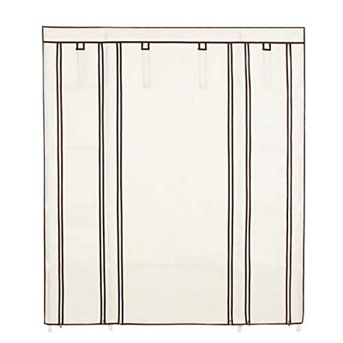 SoSo-BanTian1989 Metal Frame Portable Closets Fabric Wardrobe, Clothing Cabinet Storage Organizer with Dustproof Cover (Beige)