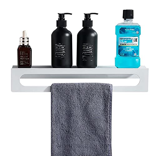 FVRTFT Shower Rack with Towel Rack Bath Caddy Self Adhesive Bath Shelf Without Drilling Wall Mounted Space Aluminum for toilets bathrooms-White_500mm