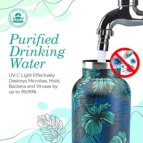 UVBRITE Beam Self-Cleaning UV Water Bottle - 24 Oz Insulated Stainless Steel Bottle - Rechargeable Sterilizing Bottle with Safety Lock Push Button Quick Purification for Safe Drinking Water Anywhere