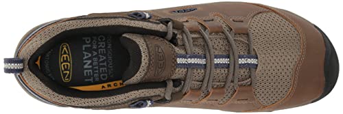 KEEN Women's Steens Vent Low Height Breathable Hiking Shoes, Shitake/Crown Blue, 8