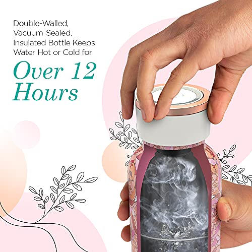 UVBRITE Beam Self-Cleaning UV Water Bottle - 24 Oz Insulated Stainless Steel Bottle - Rechargeable Sterilizing Bottle with Safety Lock Push Button Quick Purification for Safe Drinking Water Anywhere