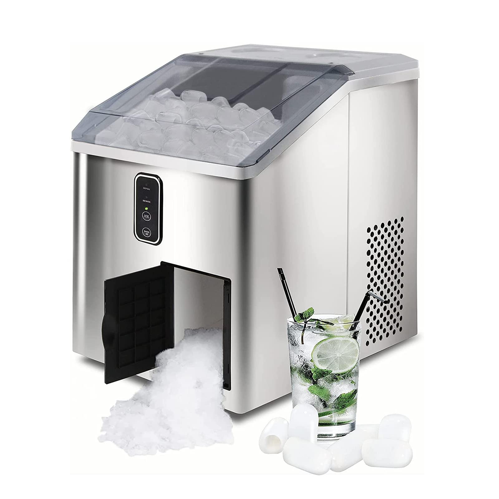 2-in-1 Ice Maker and Shaver Machine - LINKLIFE Countertop Ice Maker with Ice Crusher, Self Cleaning, LCD Indicator, Bullet Ice Pellet Ice Nugget Ice Sonic Ice Maker for Home Office Bars Parties, 33lbs