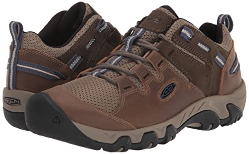 KEEN Women's Steens Vent Low Height Breathable Hiking Shoes, Shitake/Crown Blue, 8