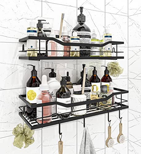 2-pack shower caddy shower shelf, no drilling traceless adhesive bathroom storage organizer shelves for Bathroom Washroom Restroom Toilet Kitchen