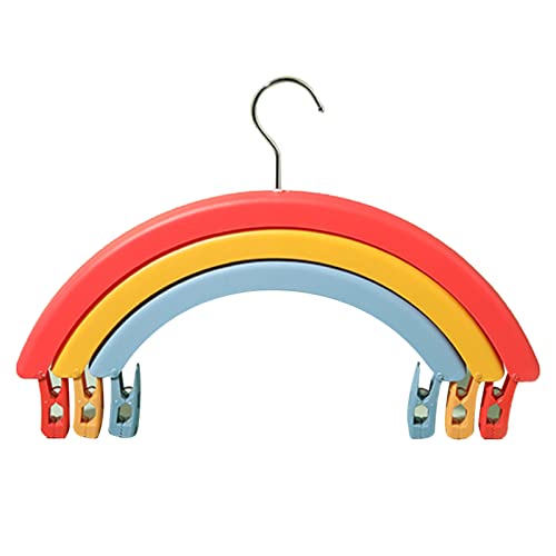 Coat Hanger,Non-Slip Clothes Hangers,Rainbow Hangers Multipurpose Collapsible Rotating with Clips Traceless Hangers for Clothes Skits(Rainbow)