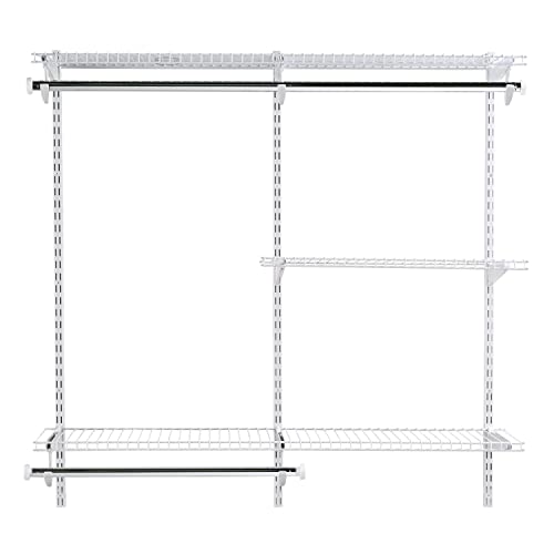 Rubbermaid Configurations Classic Closet Kit, White, 3-6 Ft, Wire Shelving Kit with Expandable Shelving and Telescoping Rods & Configurations Pants Rack, Holds 7 Pairs of Pants, Non-Slip