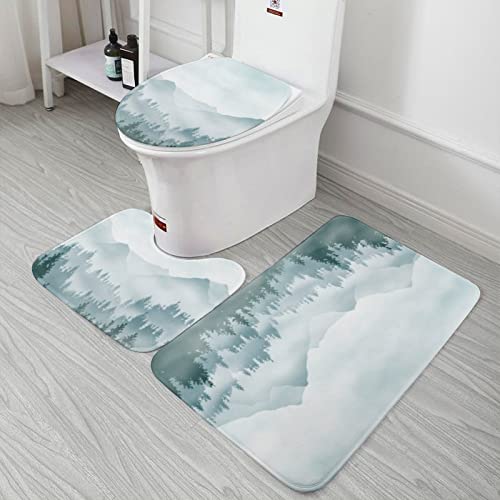 Roargy Bathroom Rugs Sets 3 Piece Bath Mat Forest Machine Wash Absorbent Soft Shower Tub Mat Toilet Non-Slip Home Decor Gifts for Boyfriend,20''×32''