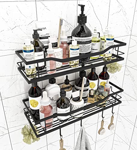 2-pack shower caddy shower shelf, no drilling traceless adhesive bathroom storage organizer shelves for Bathroom Washroom Restroom Toilet Kitchen