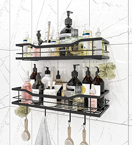 2-pack shower caddy shower shelf, no drilling traceless adhesive bathroom storage organizer shelves for Bathroom Washroom Restroom Toilet Kitchen