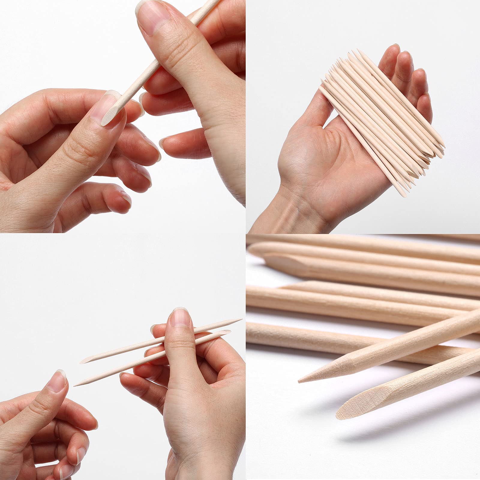 100Pcs Orange Wood Sticks for Nails, HOOMBOOM Double Sided Cuticle Pusher Remover Nail Art Manicure Pedicure Tool for Manicure Pedicure