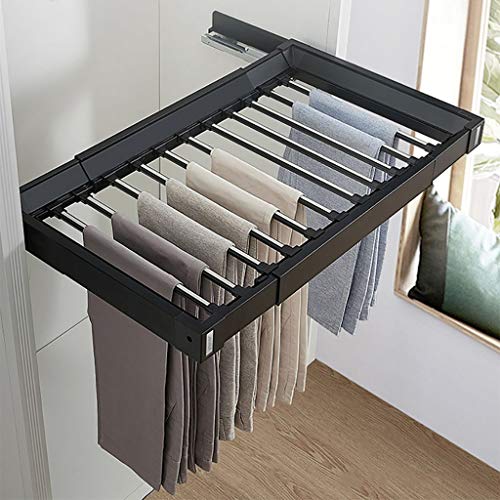 FKhanger Wardrobe Drawer Trouser Rack with Buffer System,Pull-Out Closet Scarf Jeans Storage Sliding Rail,(45-120cm) Adjustable Width (Size : (45-60) 46cm)