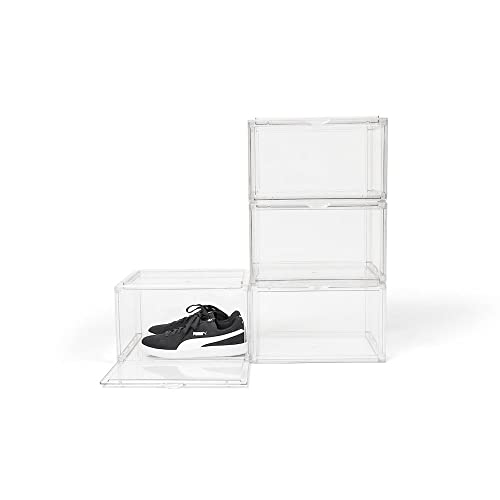 Shoe Display Case, Stackable Plastic Sneaker Box Container, Shoe Box, Clear Plastic Stackable, Clear Shoe Organizer for Closet, Clear Shoe Boxes